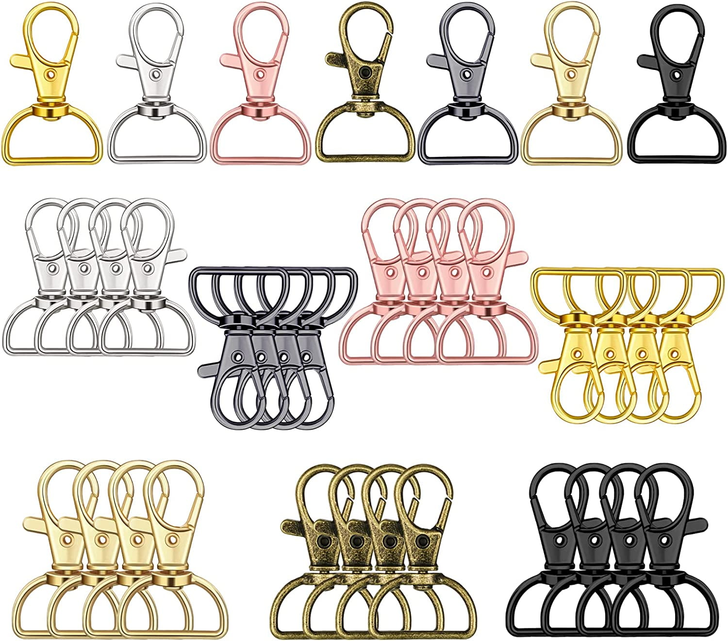35 Pieces Swivel Clasps with D Rings Lanyard Snap Hooks Keychain Clip ...