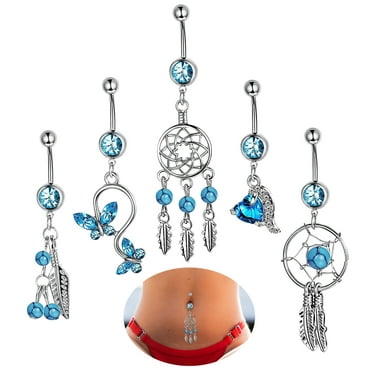 Designice 7Pcs Belly Button Ring Surgical Steel Navel Rings Shiny Belly ...