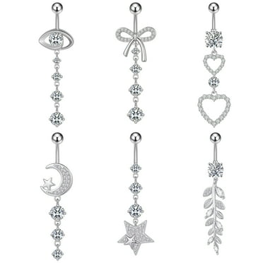 Designice 7Pcs Belly Button Ring Surgical Steel Navel Rings Shiny Belly ...