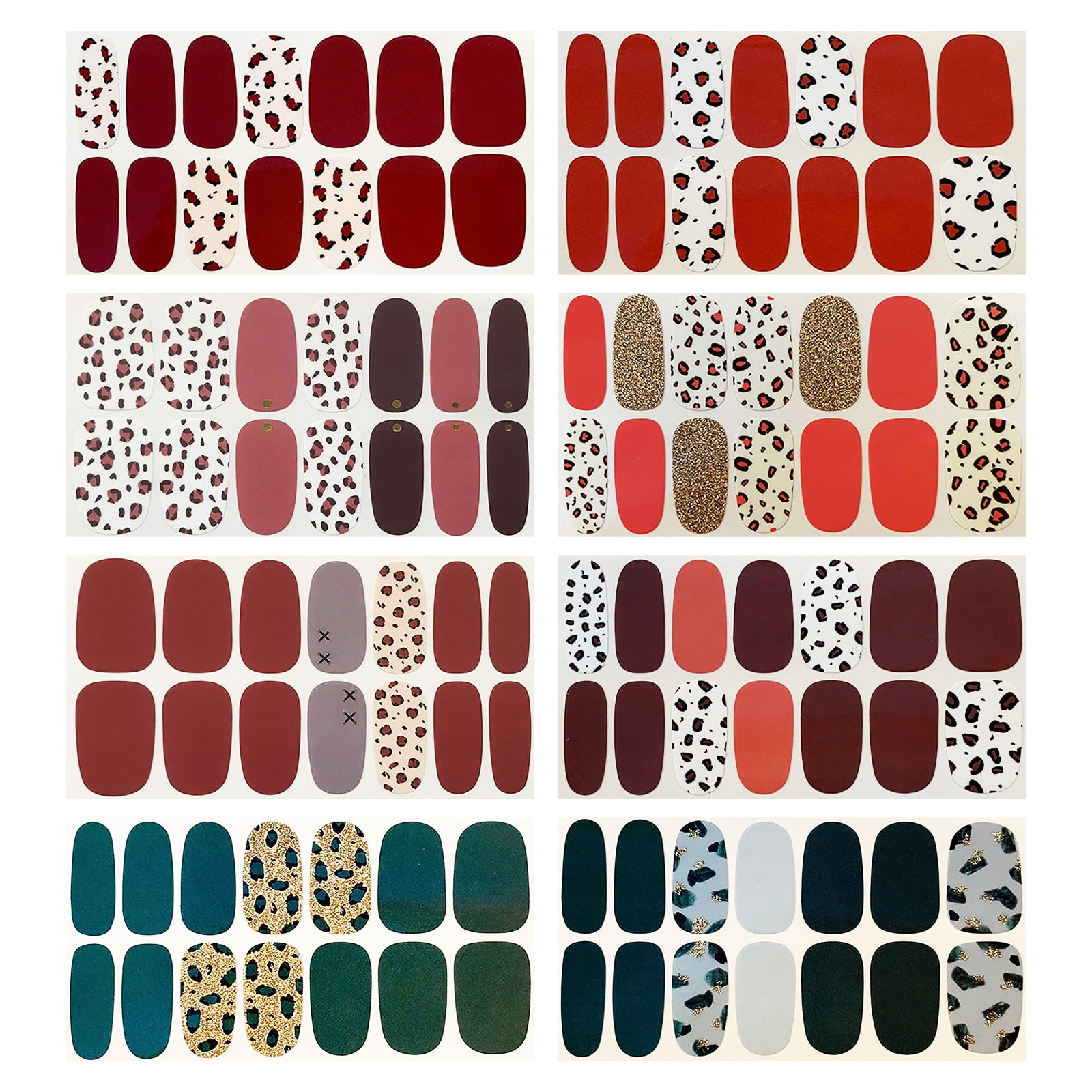 Designice 8 Sheets Gel Nail Stickers Self-Adhesive Nail Polish Strips ...