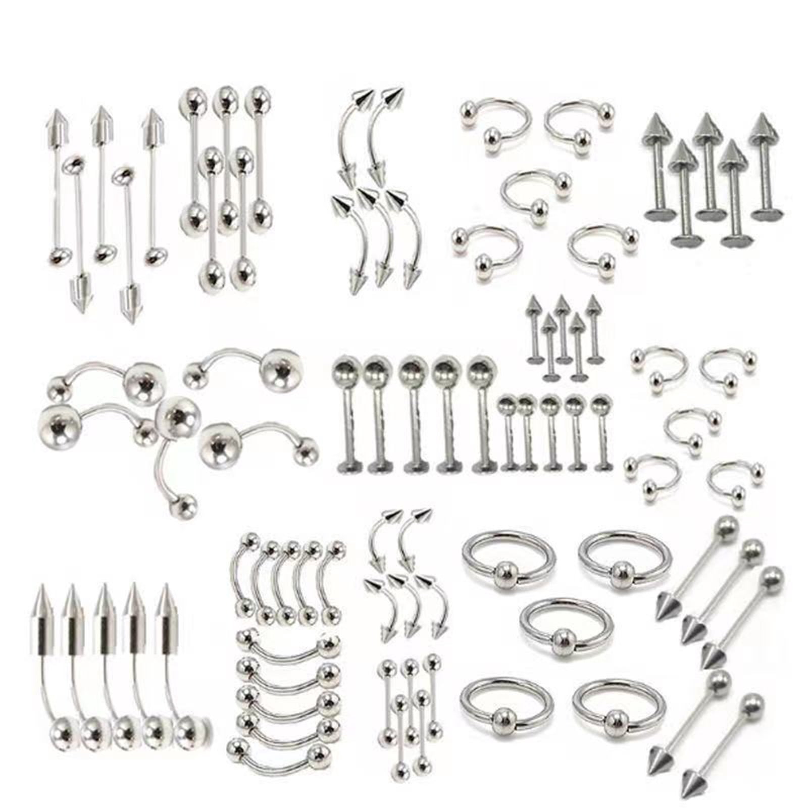 Designice 85Pcs Belly Button Piercing Kit,Piercing Jewelry Set for Lip ...