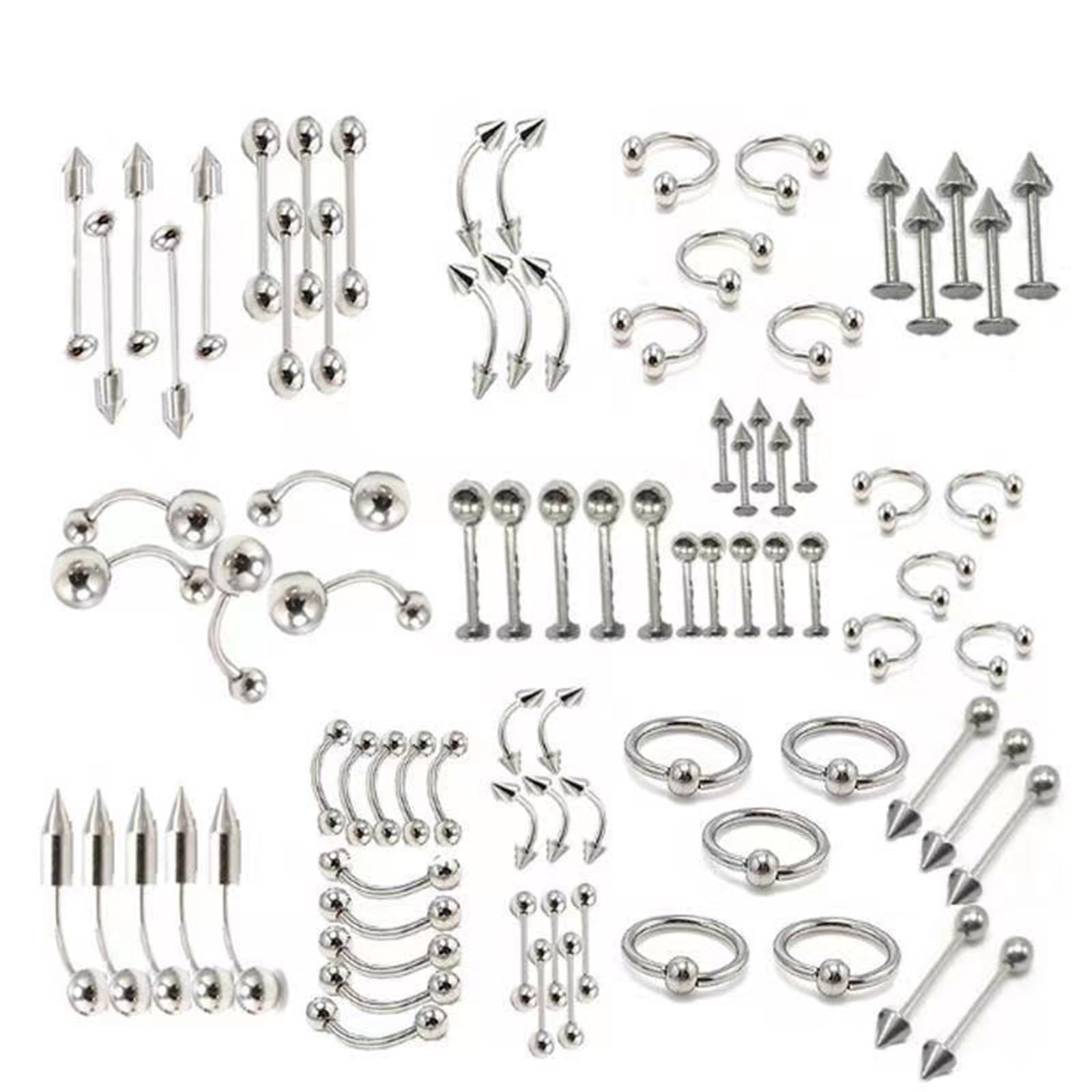 Designice 85Pcs Belly Button Piercing Kit,Piercing Jewelry Set for Lip ...