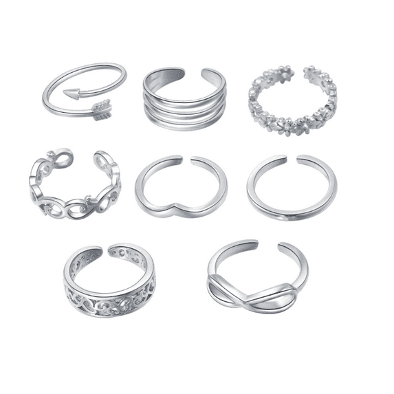 Designice 8Pcs Toe Rings for Women,Adjustable Gold Toe Ring Set ...