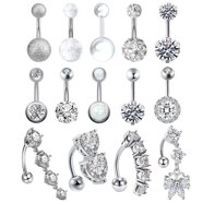 Designice 14G Belly Button Ring,Long Belly,Button Navel Rings,Piercing ...
