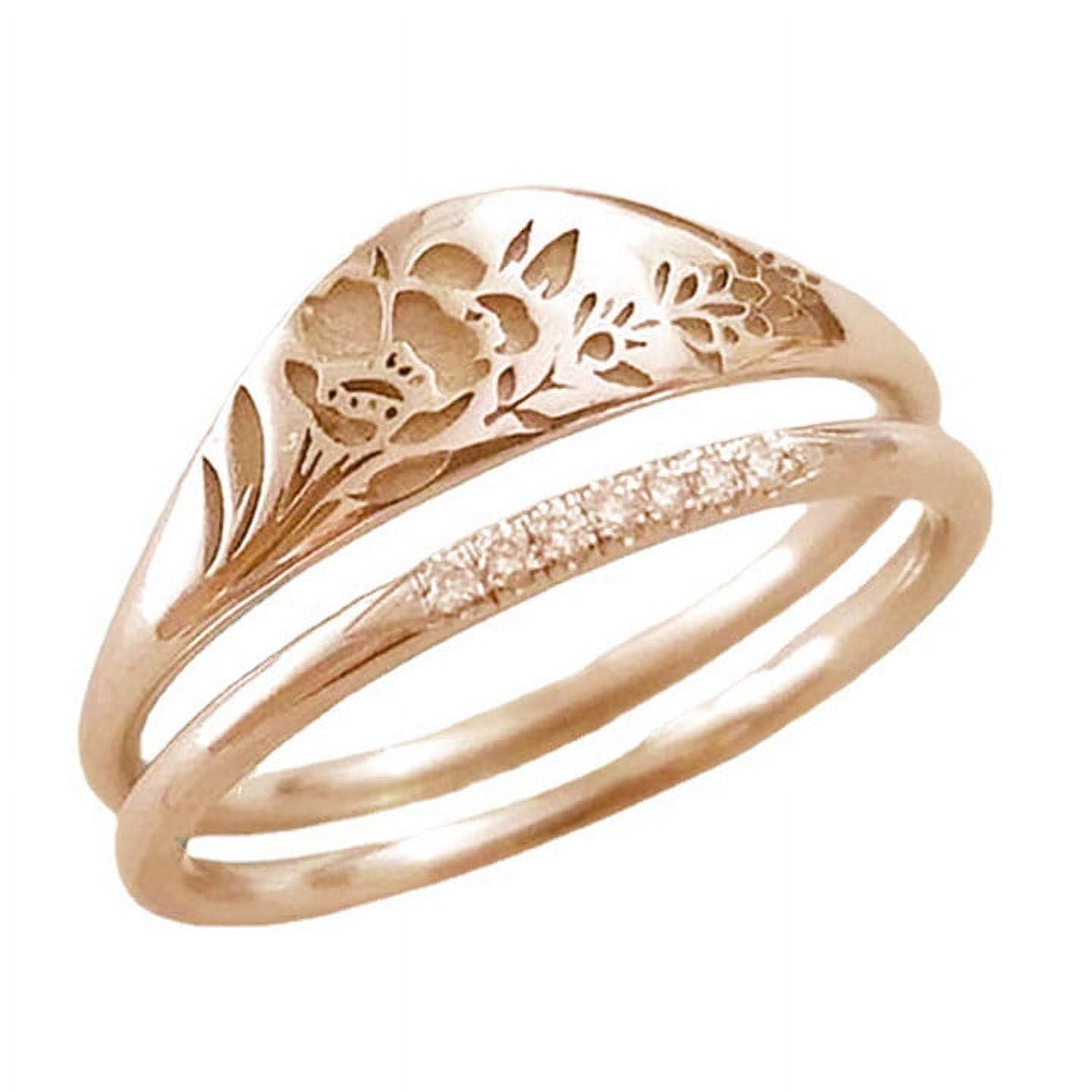 Designice Gold Rings 18K Pure Gold Carved Rose Flower Ring Anniversary ...