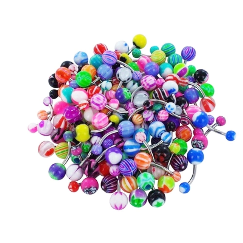 Designice MsOrange Pack Of 100 Mixed Color Ball Belly Button Navel ...