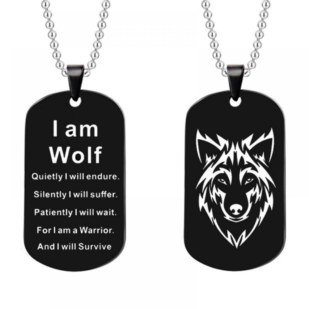 Wolf Tag Necklace Wolf Pendant Necklaces for Men I am Wolf Fans Fashion ...