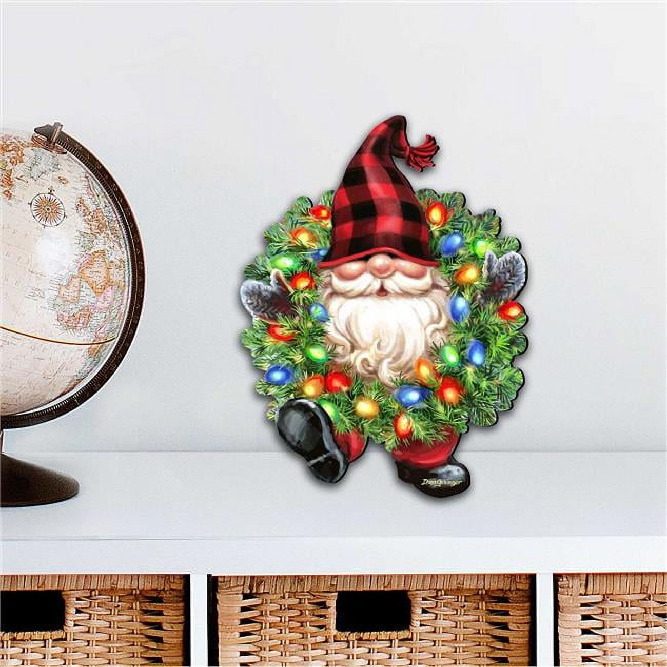 Christmas Gnome Dwarf Wreath Easter Outdoor Decor Large Ornament by D ...