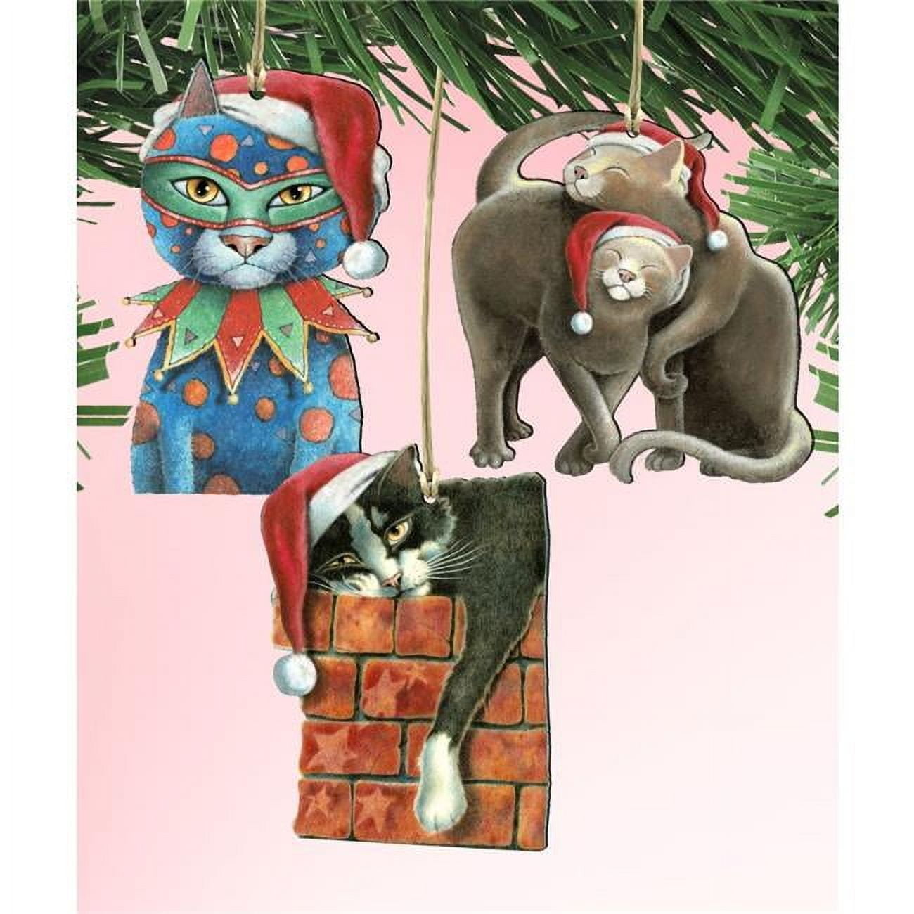 Designocracy 8100097S3-LS 5 x 5.5 in. Party Cats Wooden Ornaments - Set ...