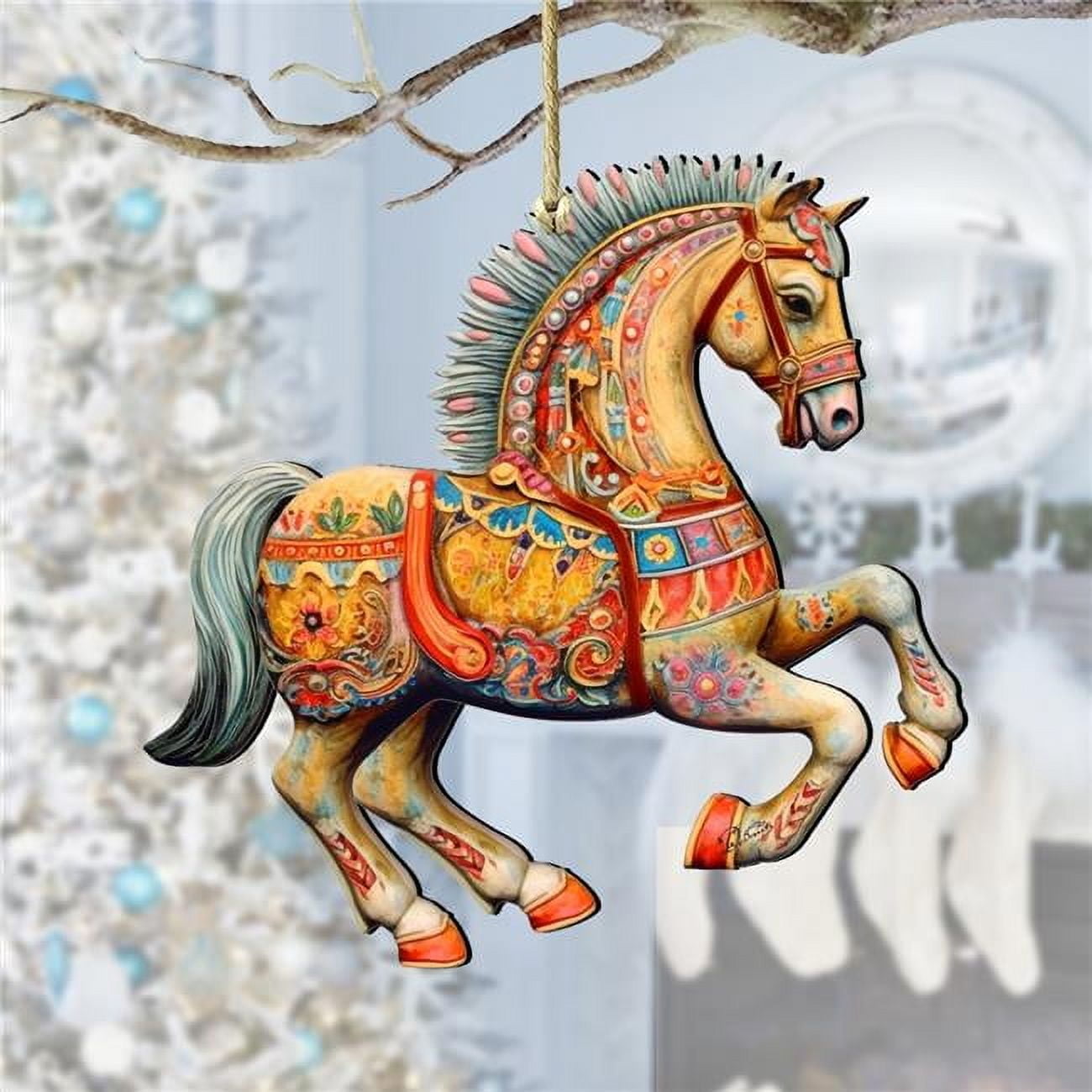 Carousel Horse Wooden Ornaments by G. Debrekht - Christmas Decor ...