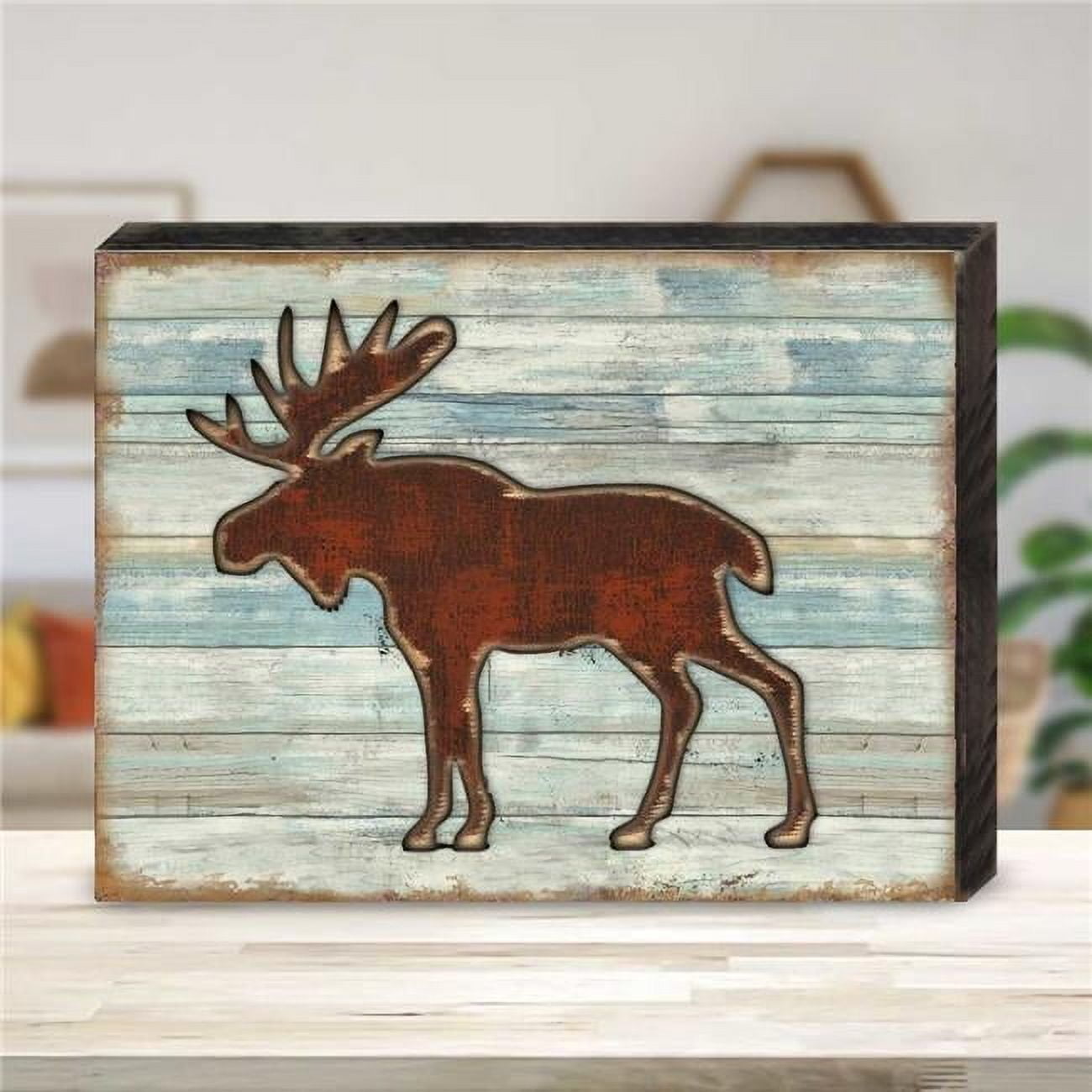 Designocracy 8198222B-08 7.5 x 5.5 in. Rustic Moose Wooden Wall Art ...
