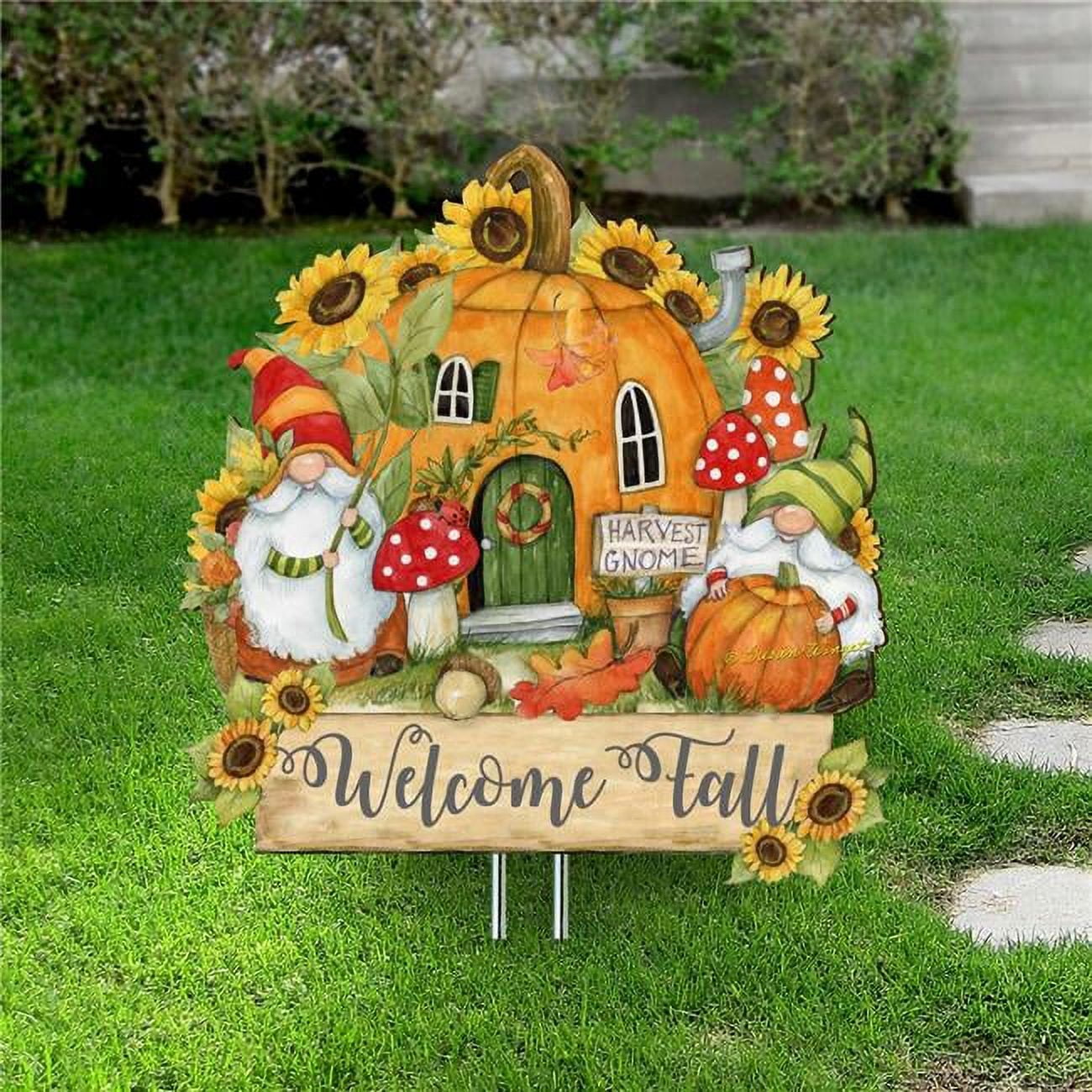 Designocracy 8471209M-SW 12 x 9 in. Front Yard Gnomes Autumn Front Yard ...