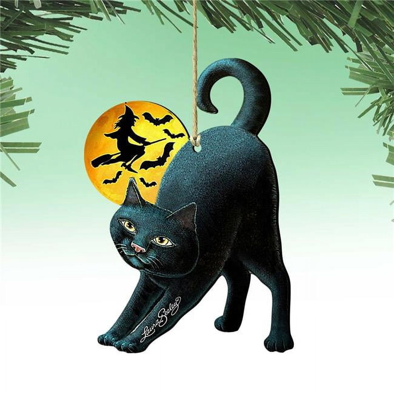 Designocracy 8512054-3-LS-S2 5 x 5.5 in. Spooky Night Black Cat Wooden ...