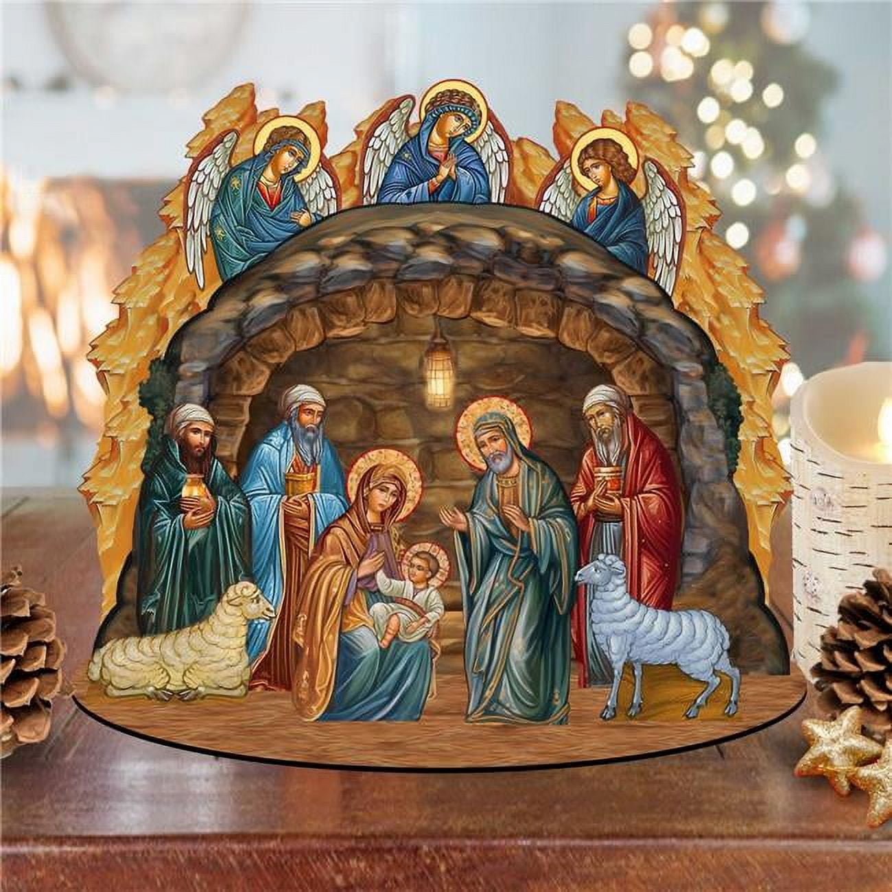 Orthodox Nativity Scene with Angels Decorative Village Eco Wood Set by ...
