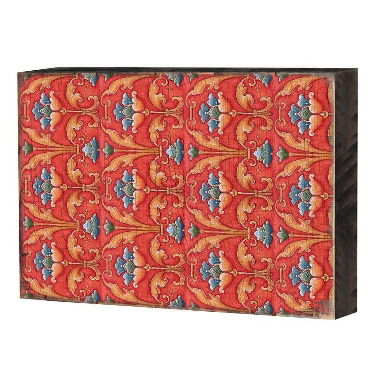 Designocracy 95017-18 Patterned Rustic Wooden Block Design Graphic Art ...
