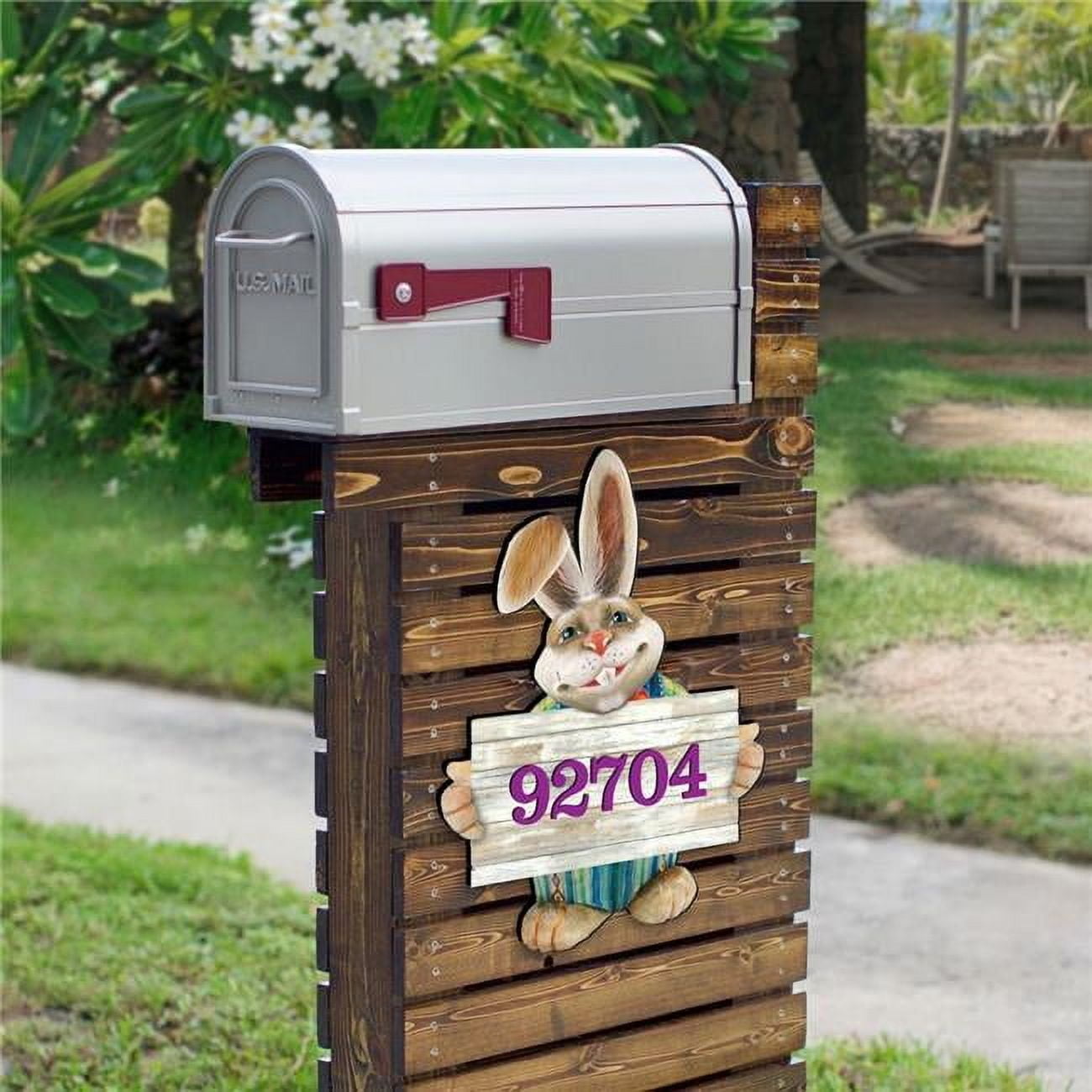 Designocracy MA81544232-12 12 in. Bunny Greeter Wooden House Number ...