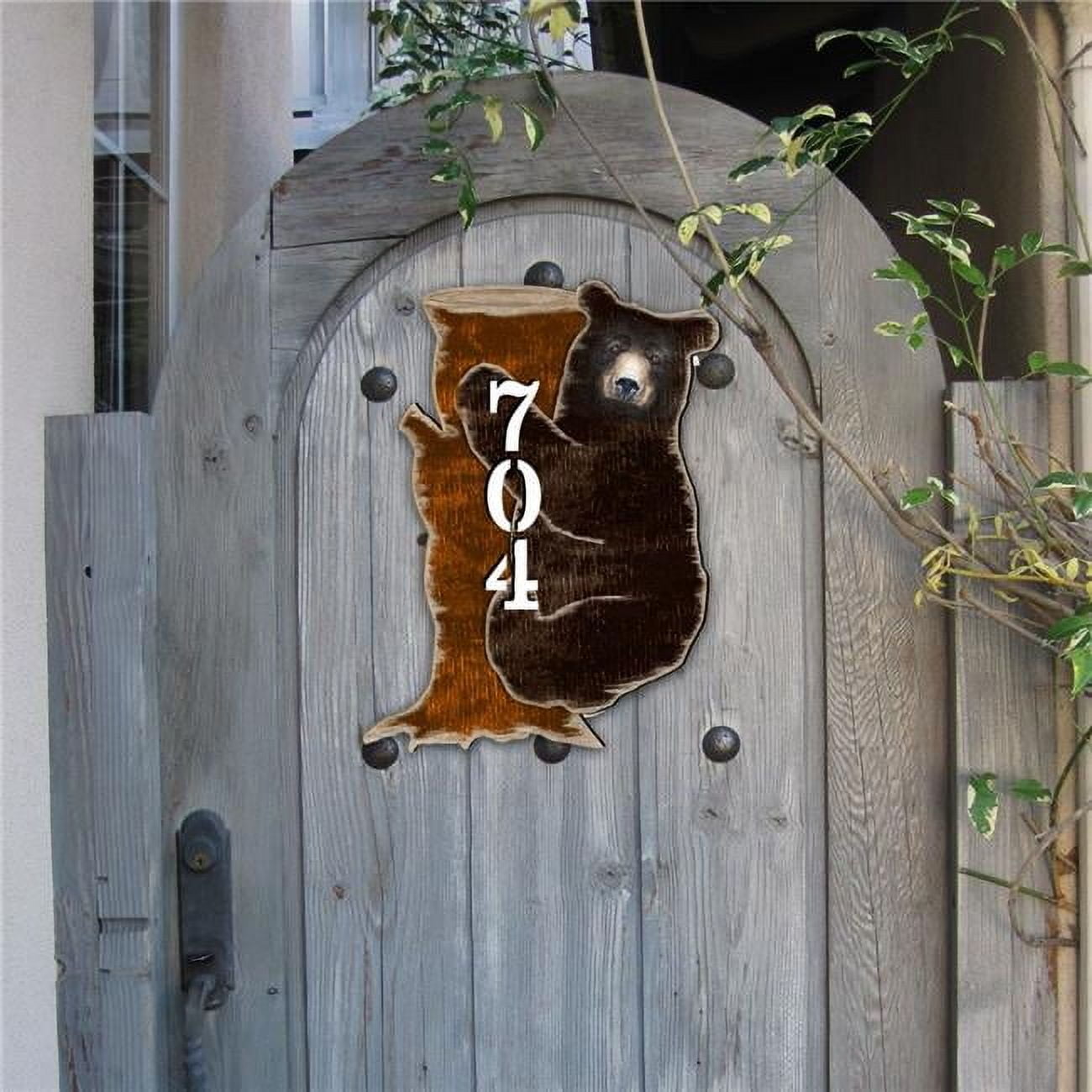 Bear on the Stoop Log Cabin House Number Sign by G. DeBrekht | Nature ...