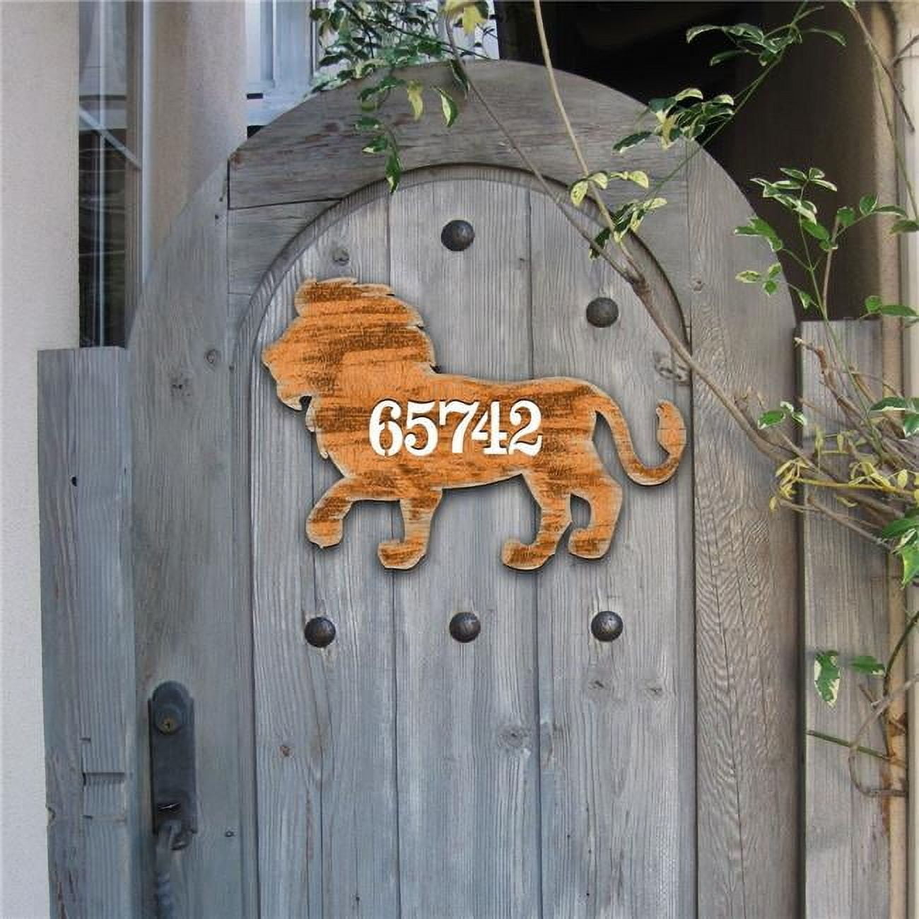 Designocracy MA98230-12 12 in. Lion Wooden Custom House Number Sign ...