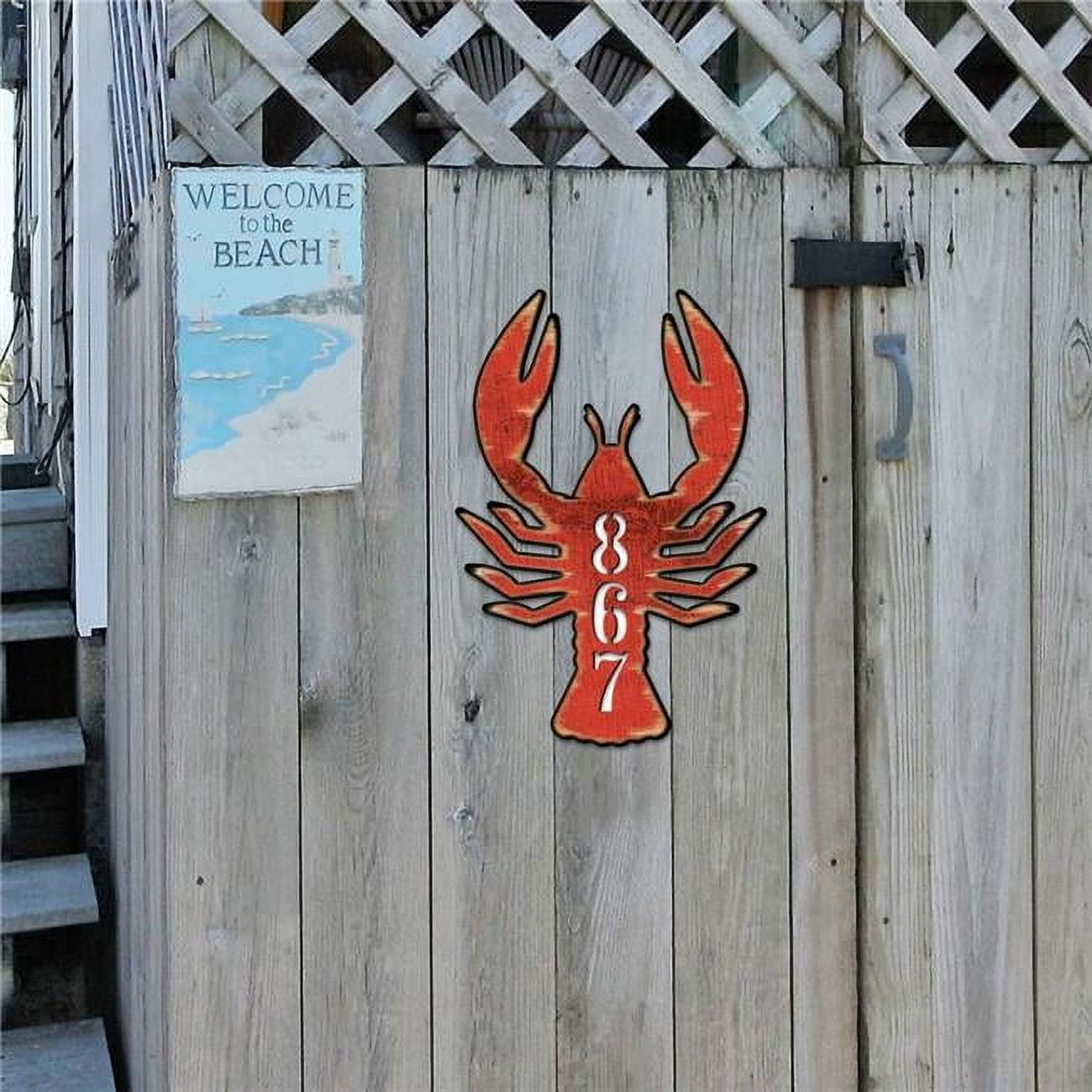 Lobster Coastal Wooden House Number Sign by G. DeBrekht | Coastal Sea ...