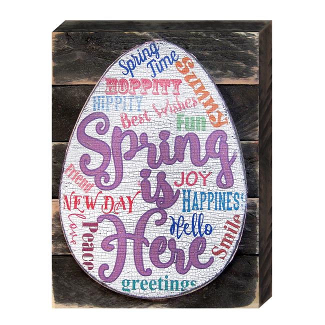 Designocracy Spring is Here Easter Egg Art on Board Wall Decor ...