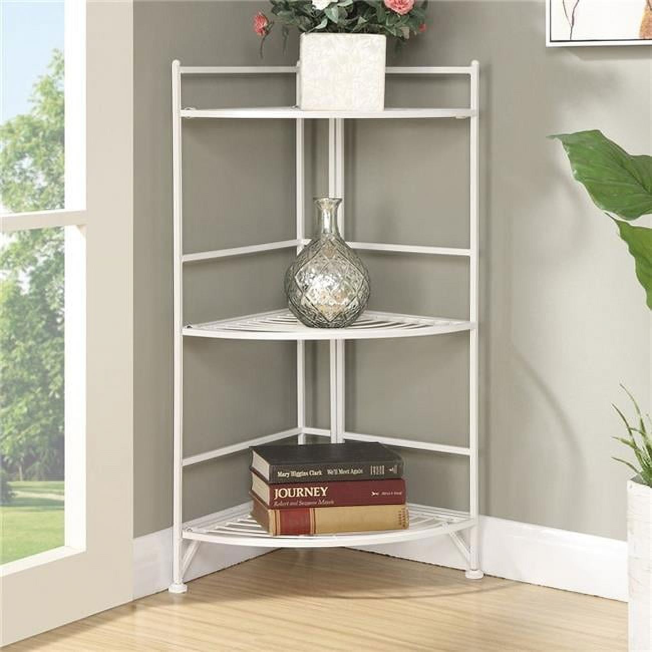 Designs-2-Go 3-Tier White & Black Metal Folding Corner Shelf, White ...