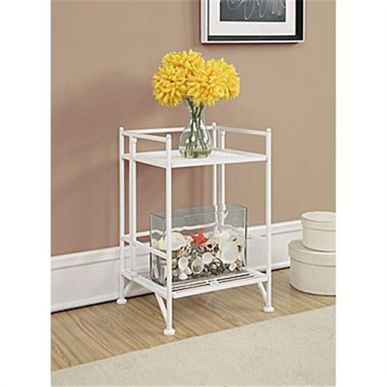Designs-2-Go Extra Storage 2-Tier Folding Metal Corner Shelf, White ...