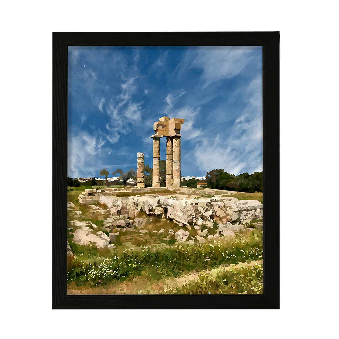 Designs ByLITA Ancient Ruins Summer Sky, 5 x 7 Black Wall Print (Framed ...