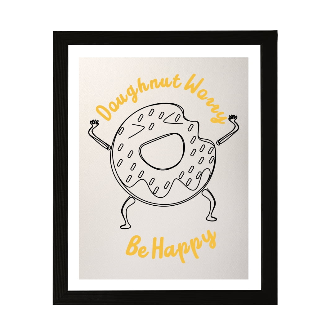 Designs ByLITA Doughnut Worry Be Happy, 8 x 10 Wall Print Inspirational ...