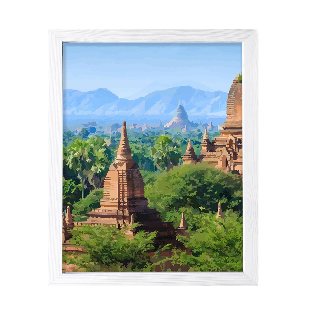 Designs ByLITA Exotic Wonder Temple Landscape, 5 x 7 White Wall Print ...