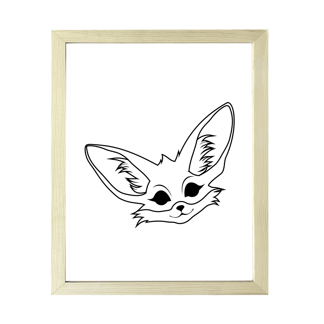 Designs ByLITA Fennec Fox Outlined version, 5 x 7 Wooden Wall Print ...
