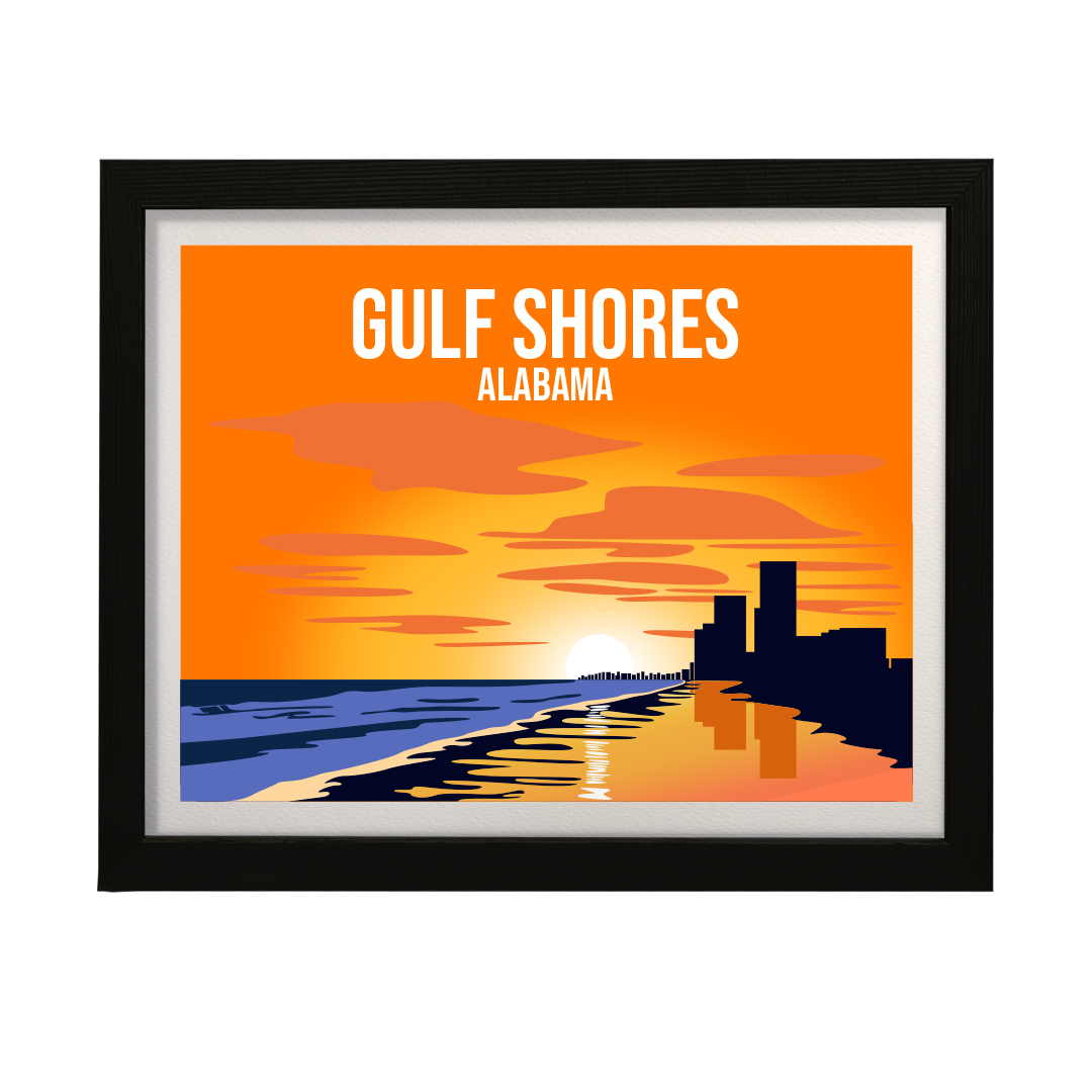 Designs ByLITA Gulf Shores Alabama, 8 x 10 Black Wall Print (Framed ...