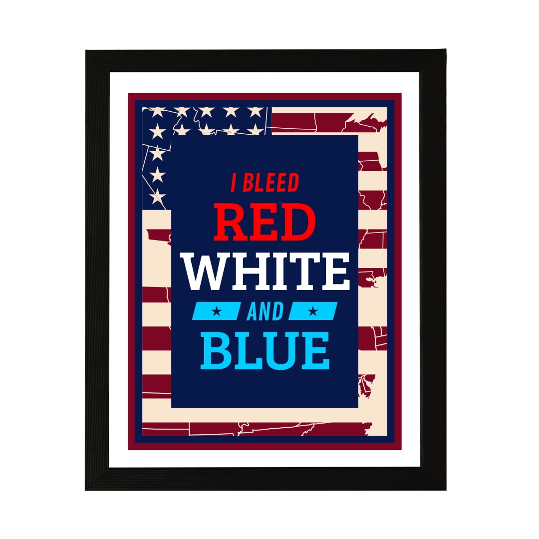 Designs ByLITA I Bleed Red White and Blue, 11 x 14 Wall Print (Unframed ...