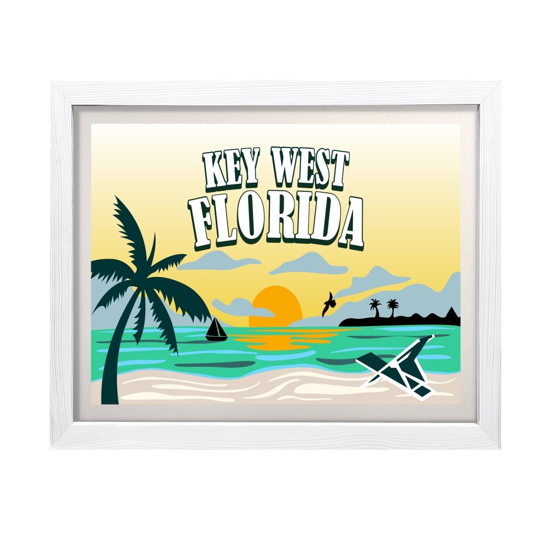 Designs ByLITA Key West Florida, 11 x 14 White Wall Print (Framed ...