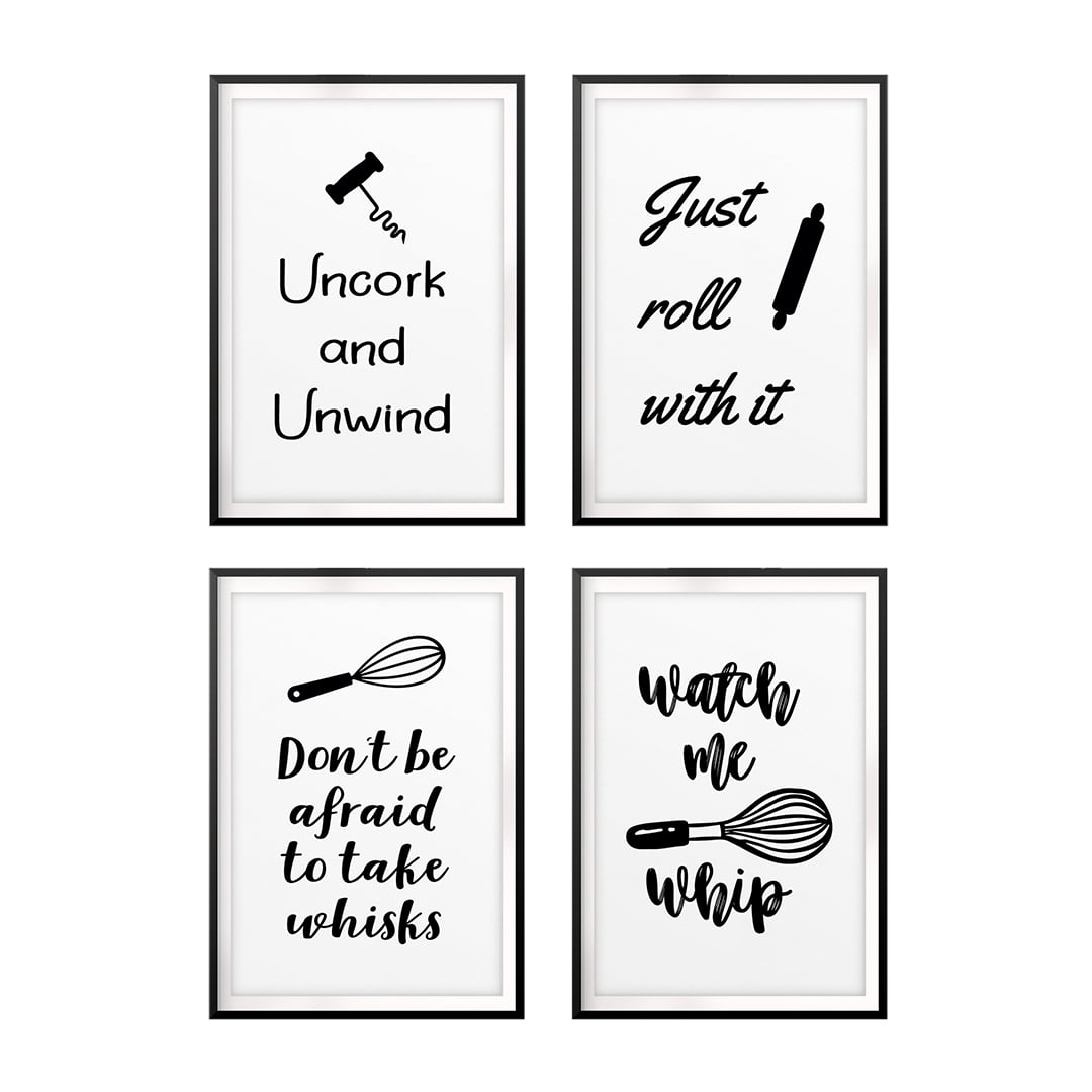 Designs ByLITA Kitchen Puns 8 x 10" Wall Art UNFRAMED Print (4 Pack ...
