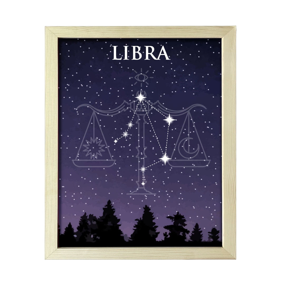 Designs ByLITA Libra Zodiac Sign Night Sky, 8 x 10 Wooden Wall Print ...