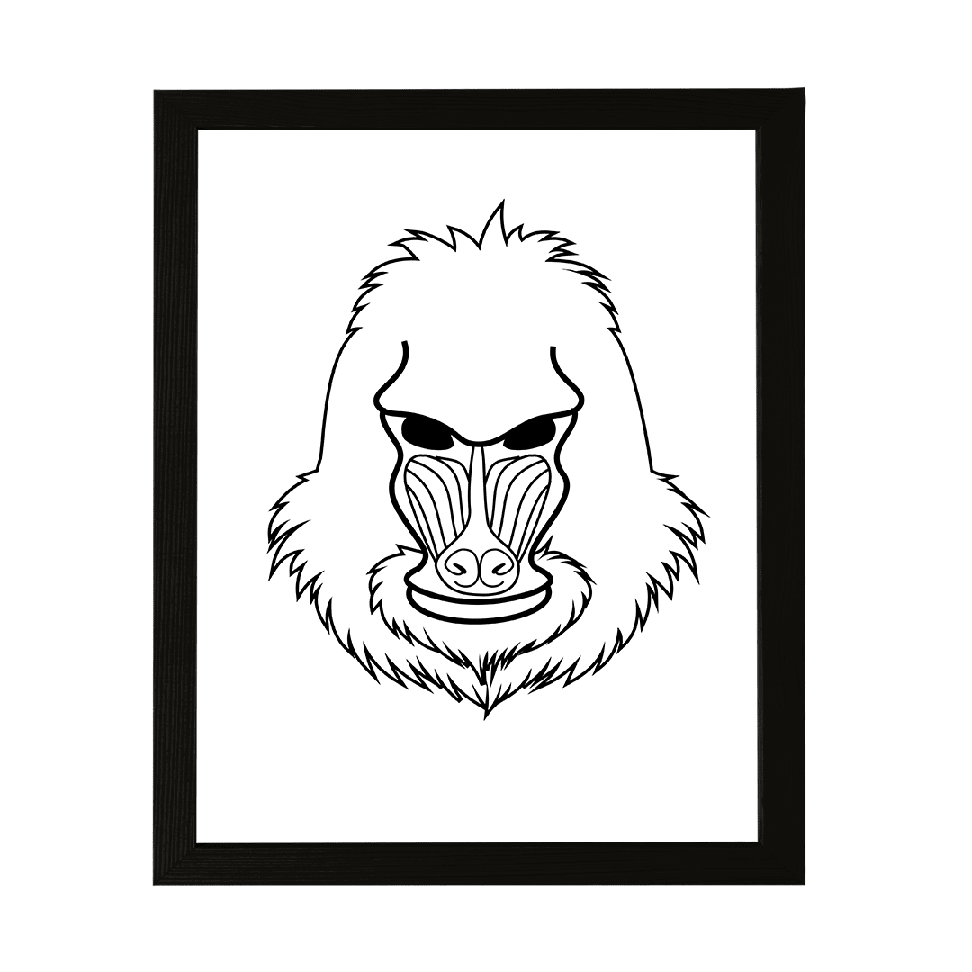 Designs ByLITA Mandrill Outlined version, 8 x 10 Wall Print Animals ...