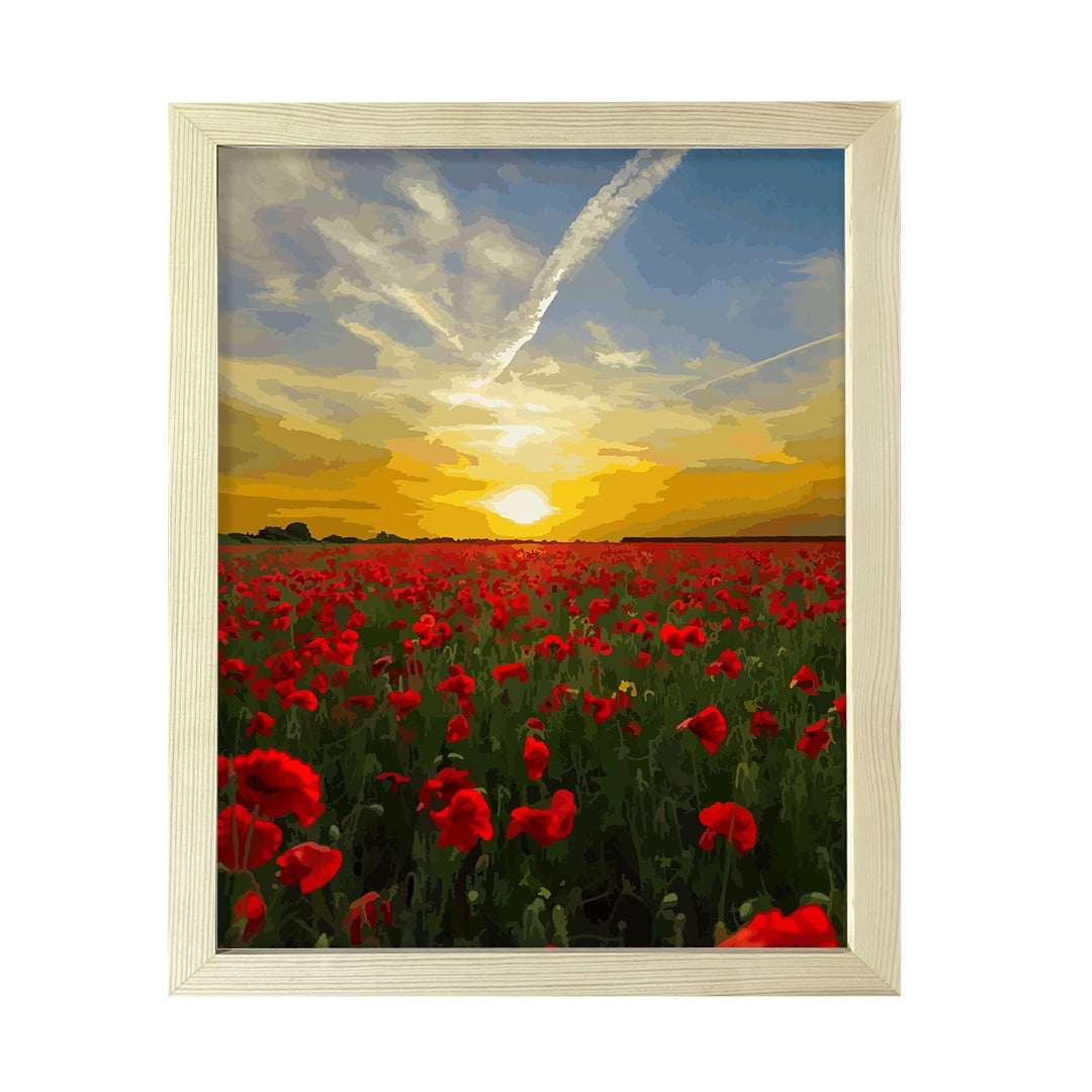 Designs ByLITA Poppy Field Twilight, 5 x 7 Wooden Wall Print ...