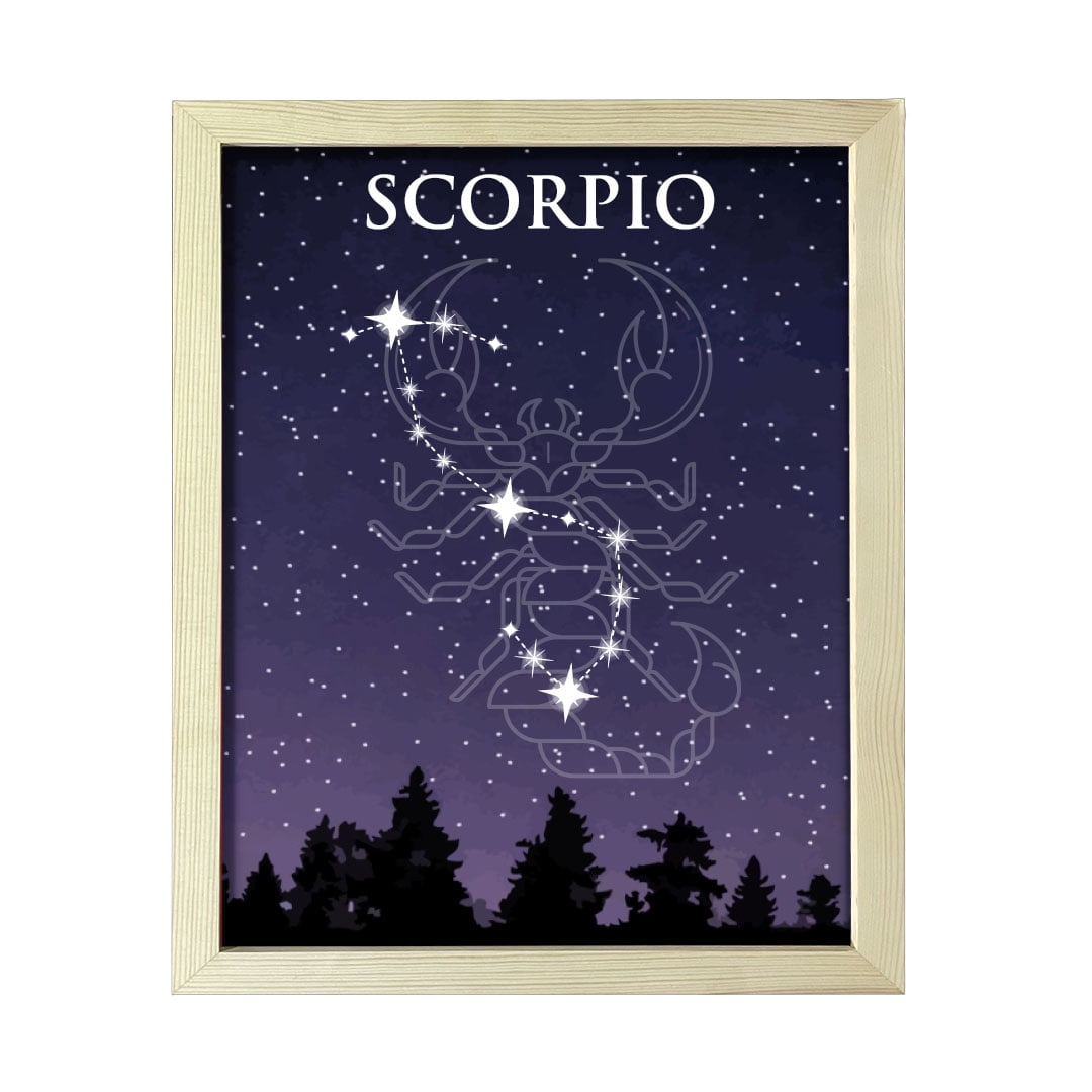 Designs ByLITA Scorpio Zodiac Sign Night Sky, 8 x 10 Wooden Wall Print ...