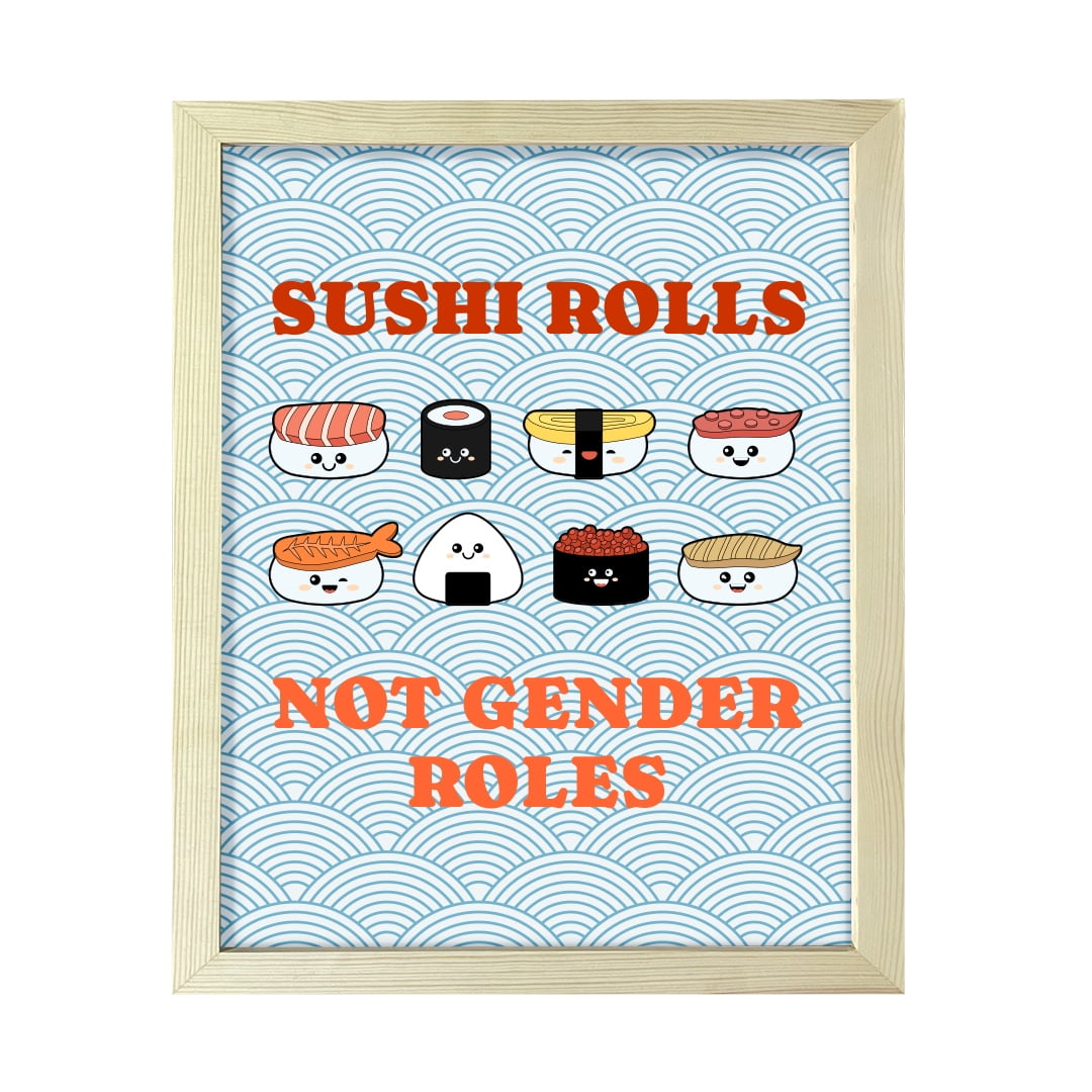 Designs ByLITA Sushi Rolls Not Gender Roles, 8 x 10 Wooden Framed Print ...