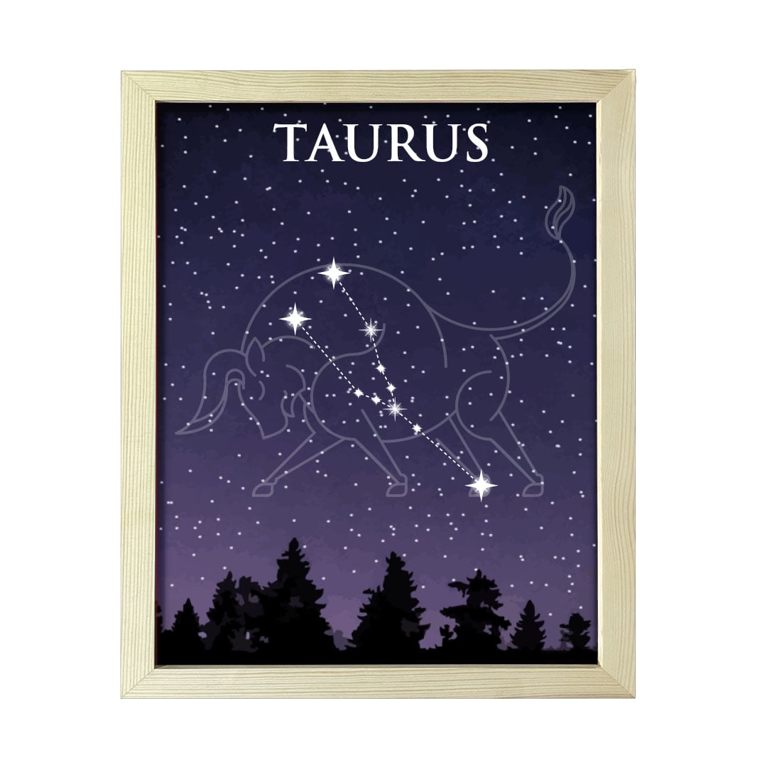 Designs ByLITA Taurus Zodiac Sign Night Sky, 11 x 14 Wooden Wall Print ...