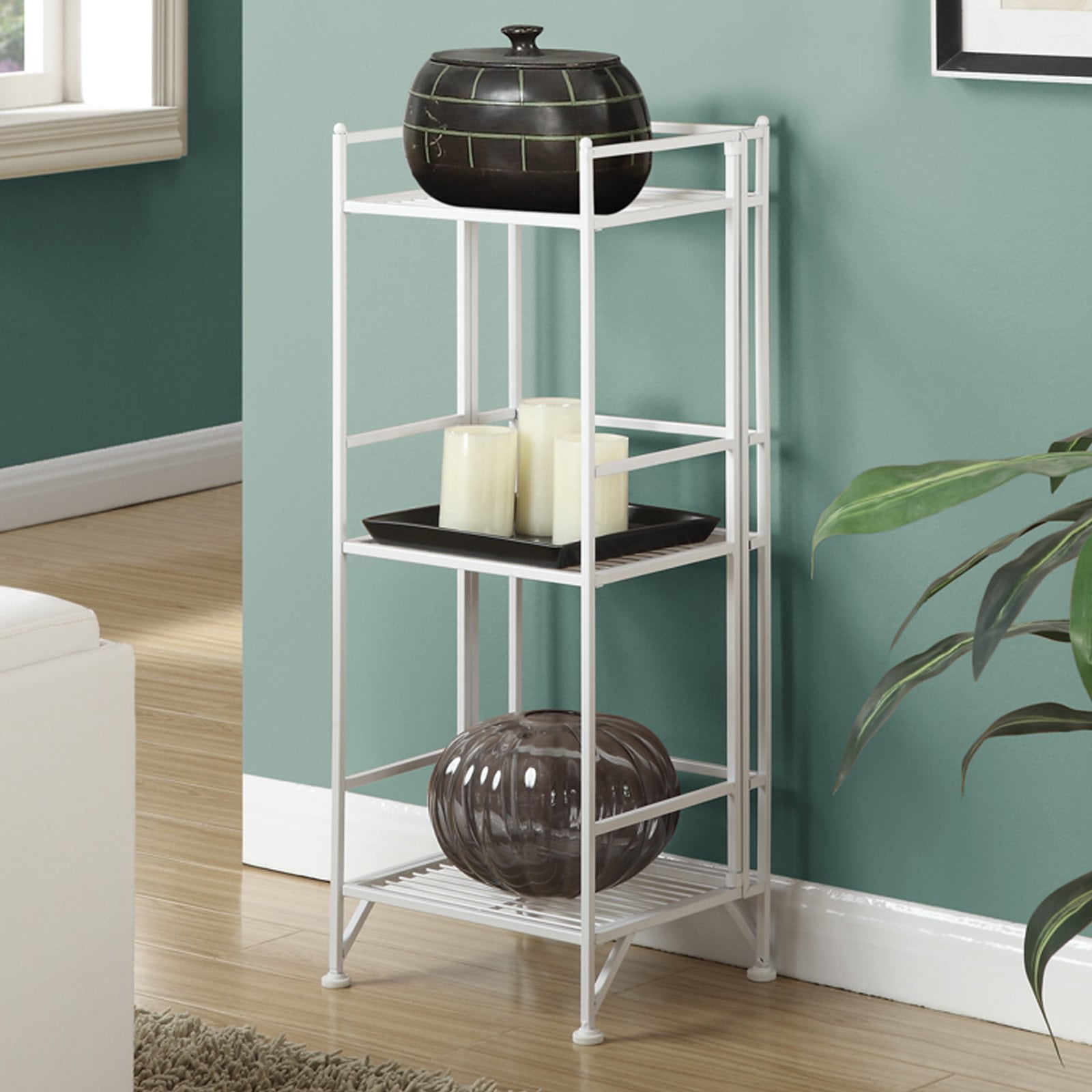 Convenience Concepts Xtra Storage 3 Tier Folding Metal Shelf, White ...