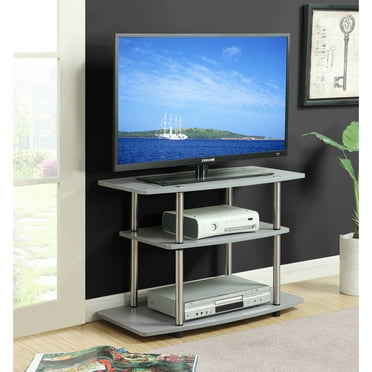 Furinno Turn-N-Tube 3-Tier No Tool TV Stand, Gray/Black, Durable ...