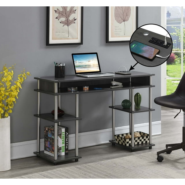 Designs2Go 30 inches Tall No Tools Student Desk with Charging Station ...