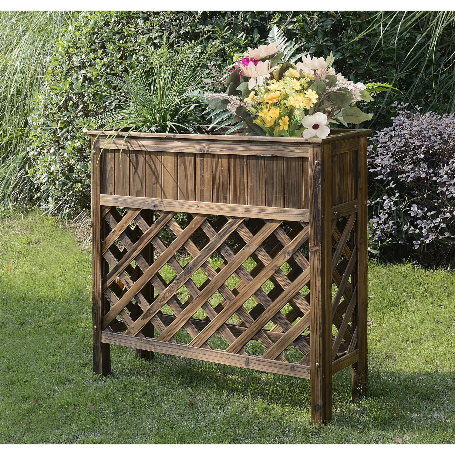 Designs2Go 36" Patio Planter in Weathered Cedar Cinnamon Wood Finish ...