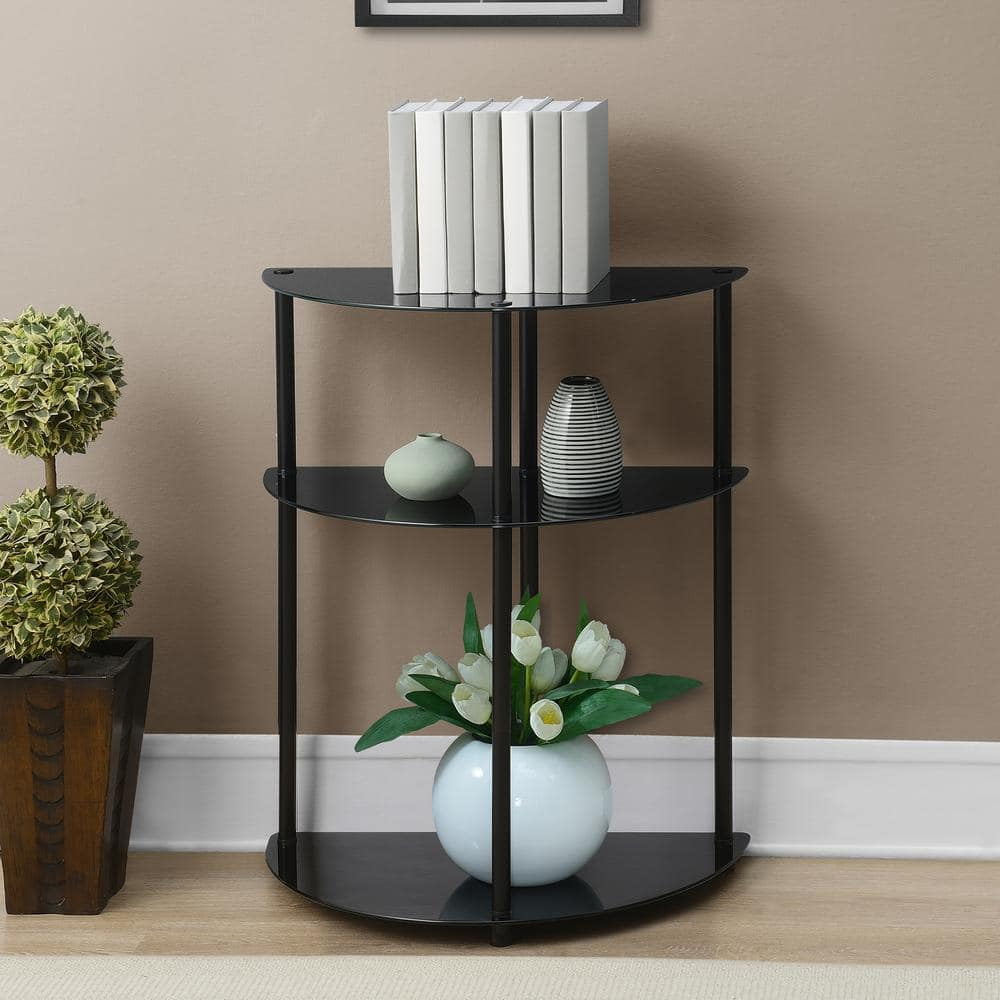Designs2Go Classic 23.75 in. Black Half-Moon Glass Console Table with ...