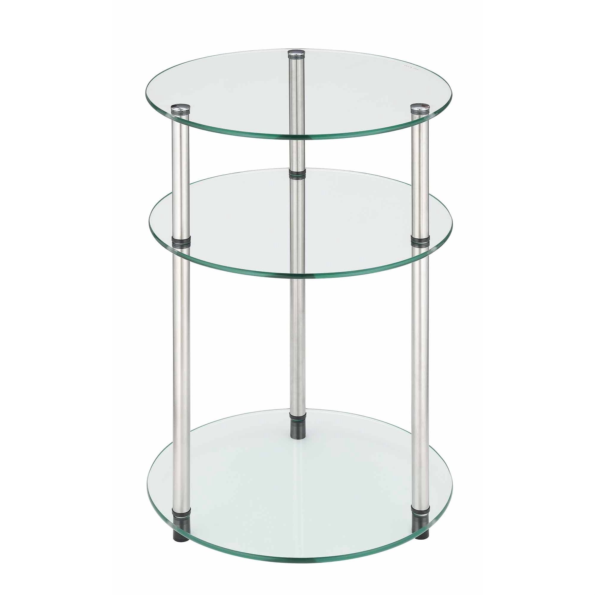 Designs2Go Classic Glass 3 Tier Round Table - Modern Open Design with ...