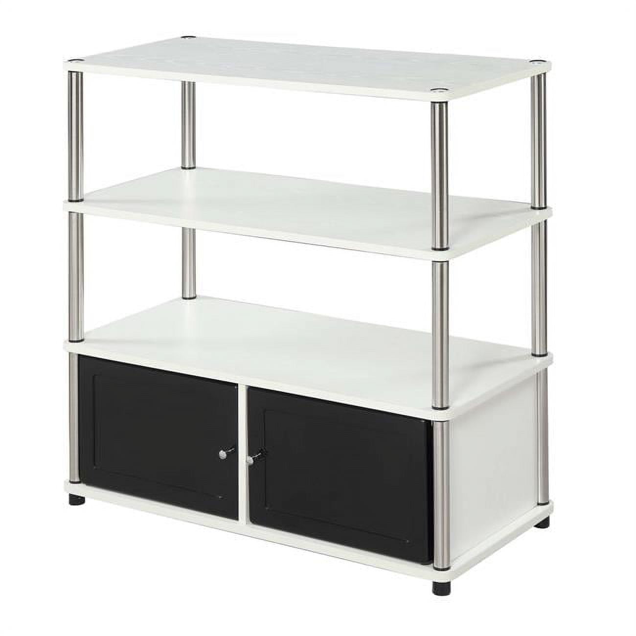 Designs2Go Highboy TV Stand, White & Black Doors - 34.5 x 36.25 x 15.75 ...