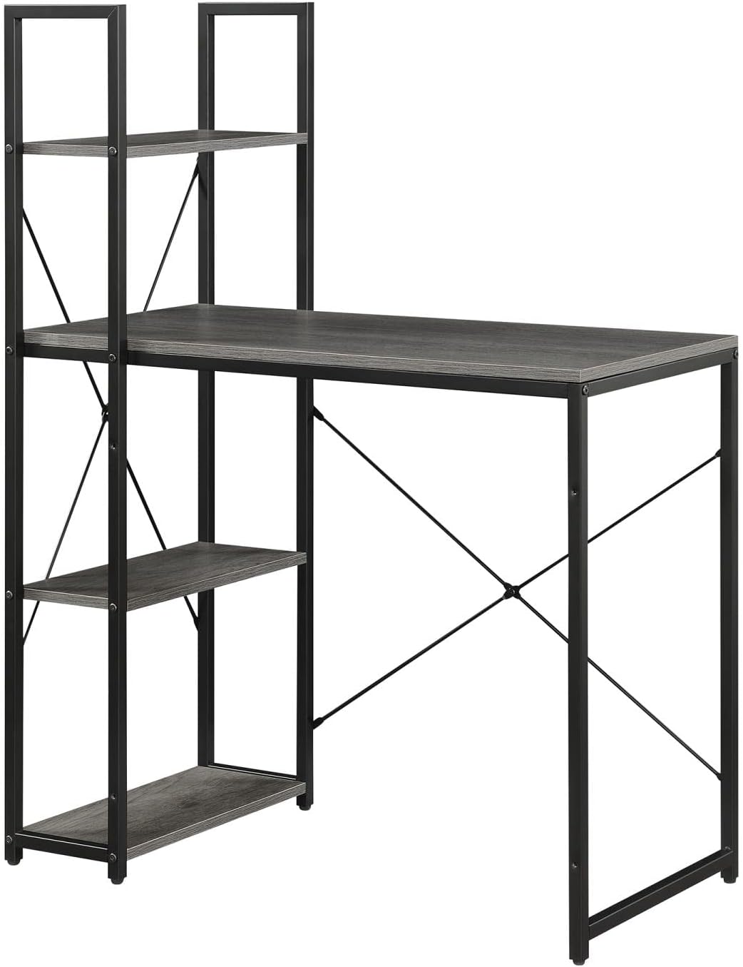 Designs2Go Office Workstation with Shelves Barnwood/Black - Walmart.com