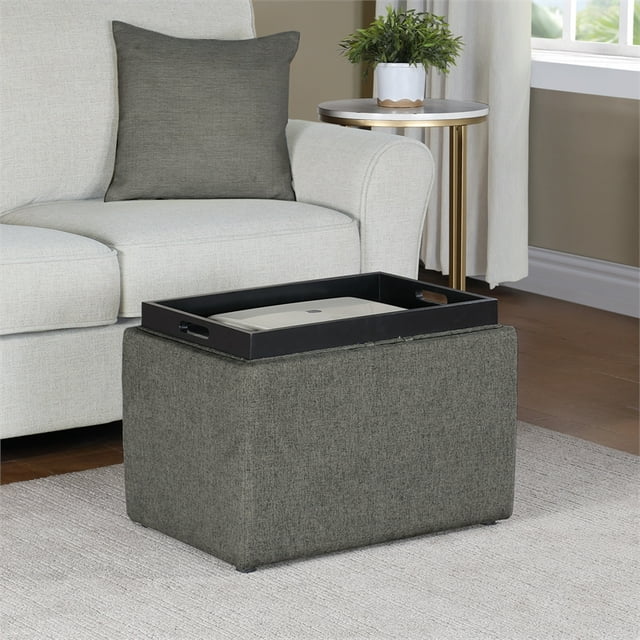 Designs4Comfort Accent Storage Ottoman with Reversible Tray in Gray ...