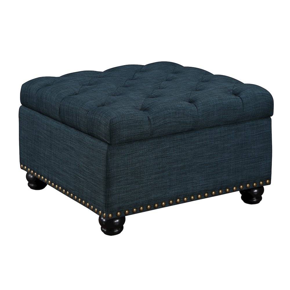 Designs4Comfort Herald Square Ottoman Coffee Table with Storage in Blue ...